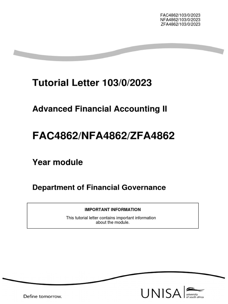 Tutorial Letter 103/0/2023: FAC4862/NFA4862/ZFA4862 | PDF ...