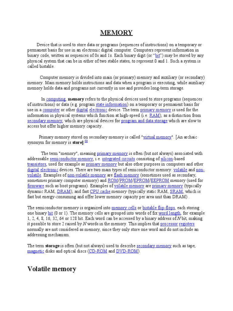 Memory | PDF | Computer Memory | Random Access Memory