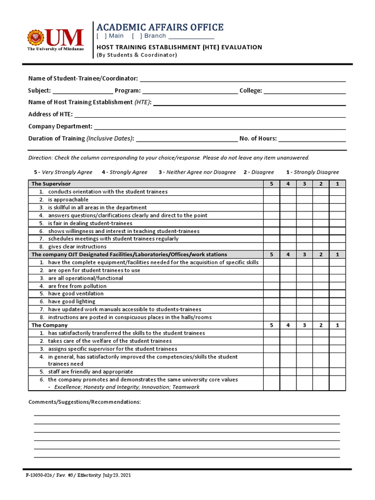 Host Training Establishment (HTE) Evalutaion | PDF | Evaluation | Learning