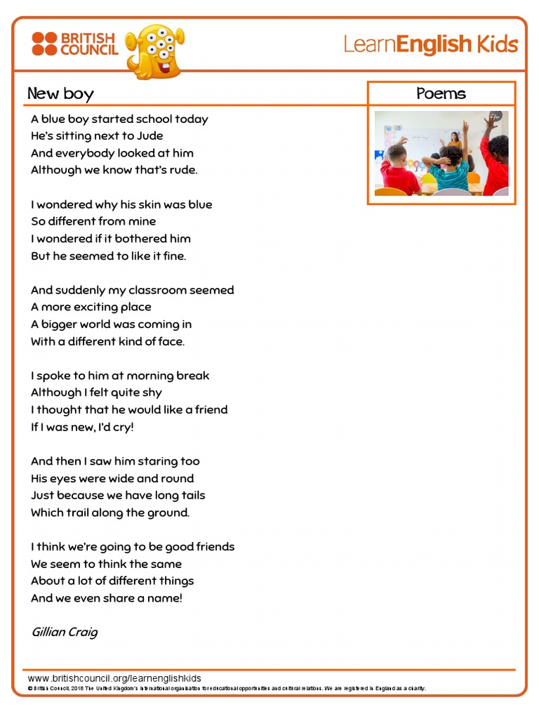 Poems New Boy Transcript | PDF | Wellness