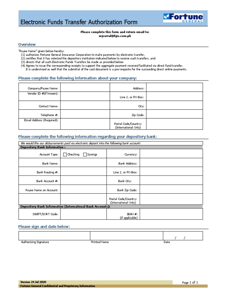 Eft Form | PDF | Banks | Payments