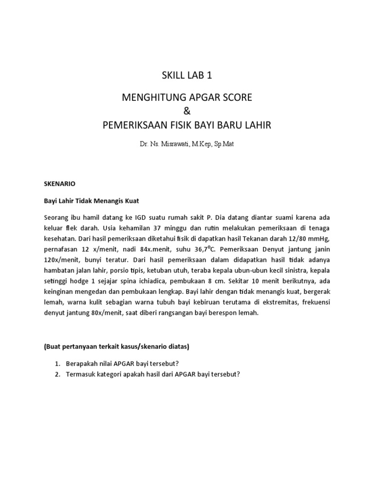 SL Menghitung APGAR dan Pemeriksaan Fisik BBL (1) | PDF