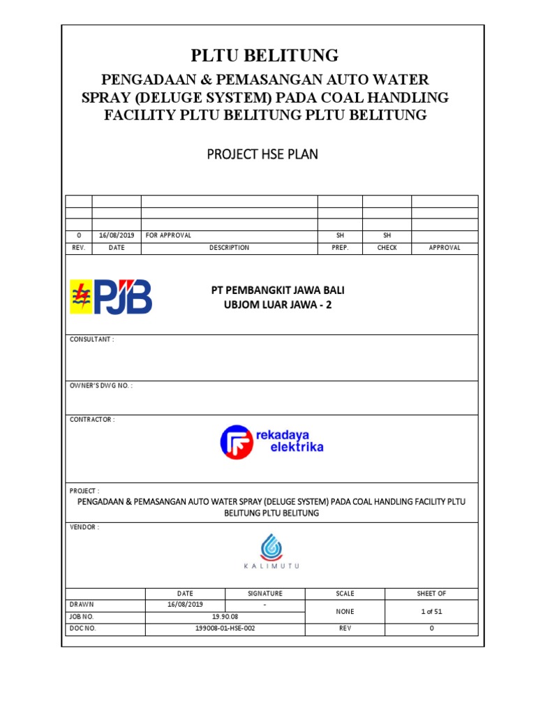 HSE Plan for PLTU Belitung Project | PDF | Safety | Occupational Safety ...