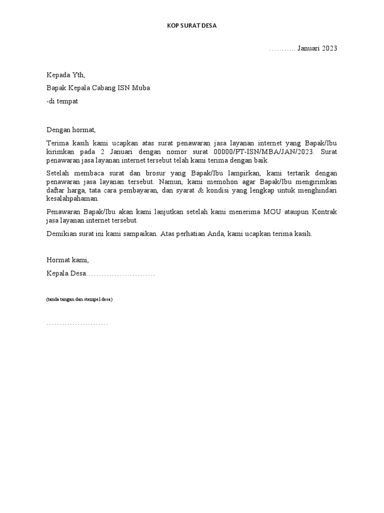 Contoh Surat Balasan | PDF