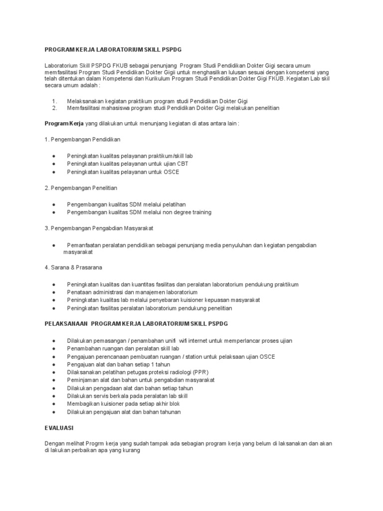 Program Kerja Klinik | PDF