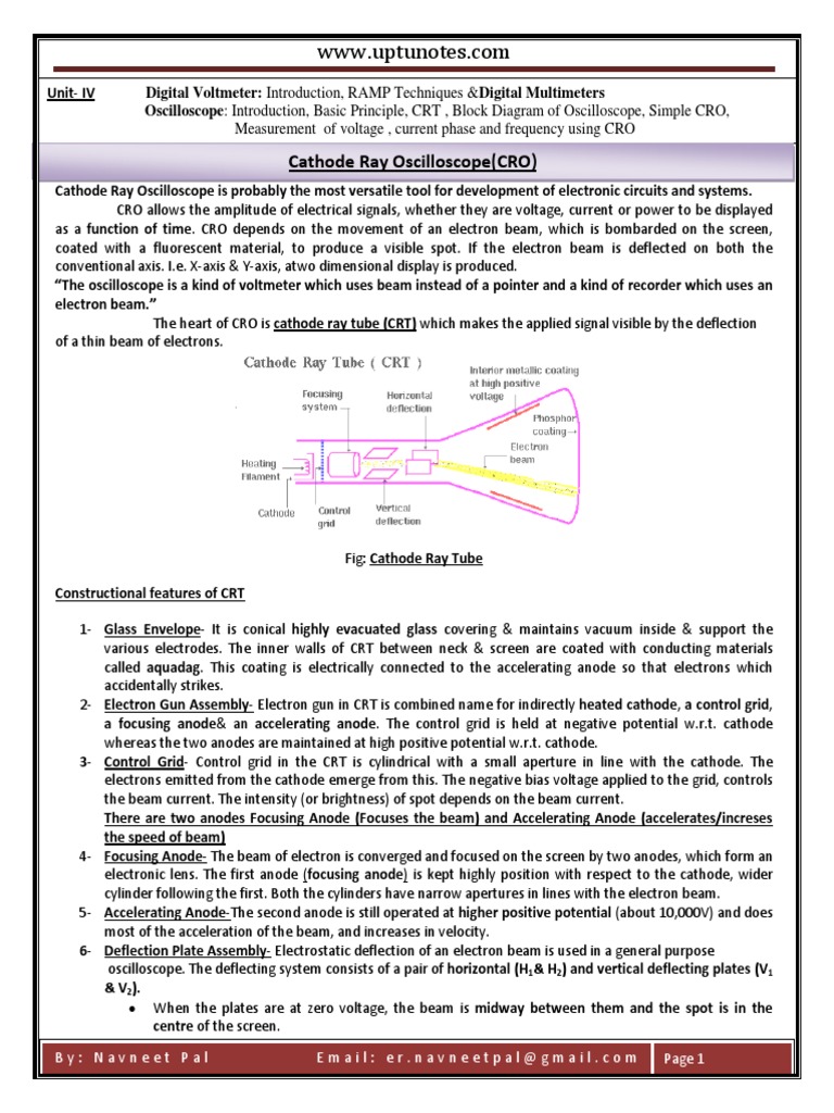 Cathode - Ray - Oscilloscop First Year 1 | PDF | Analog To Digital ...