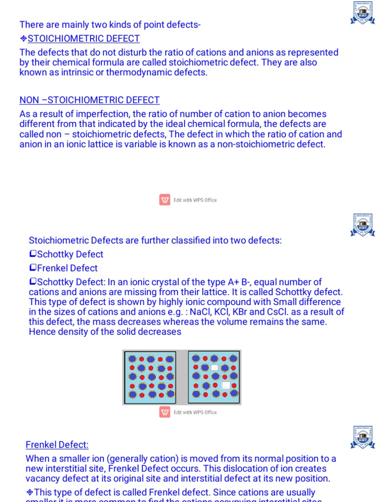 Ponit Defects | PDF | Ion | Crystallographic Defect