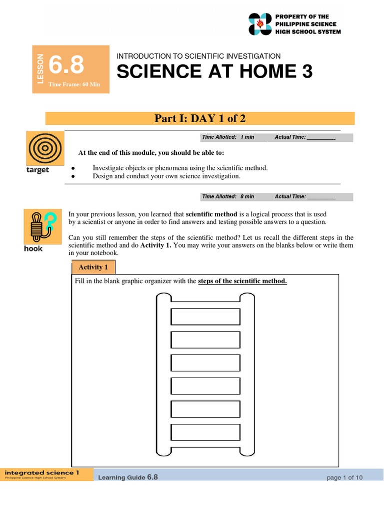 SLG 6.8 Science at Home 3 Part I and Part II | PDF | Experiment ...