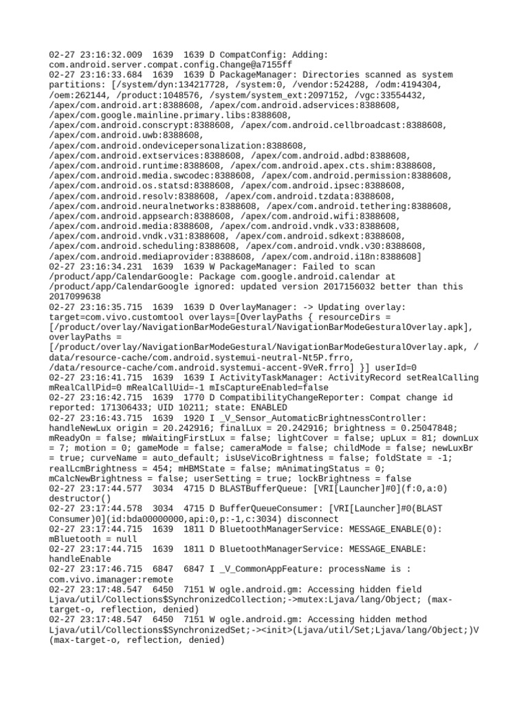 Android System Log Analysis Report | PDF | Java (Programming Language) | Software Engineering