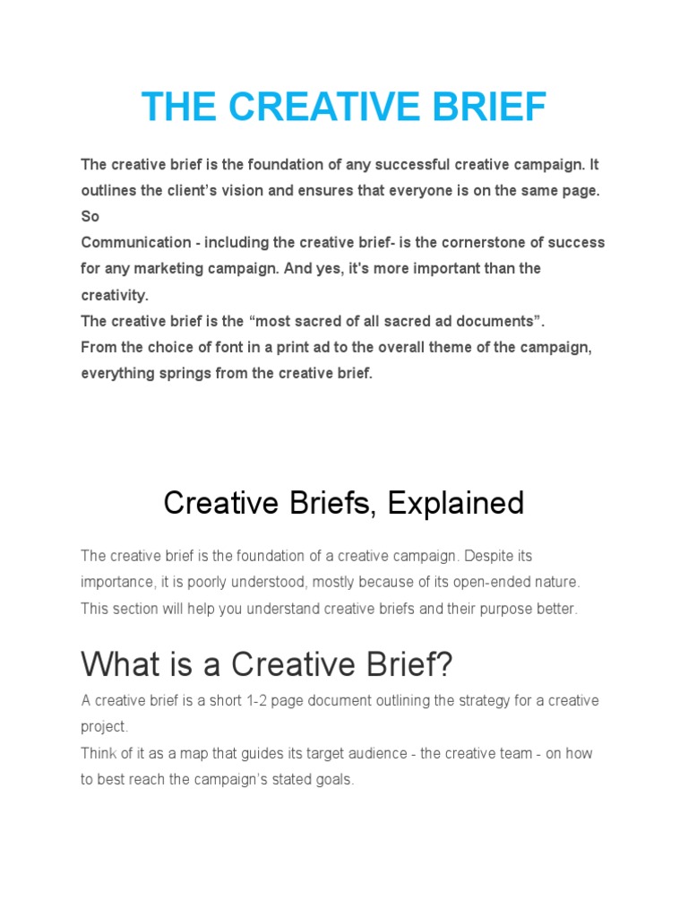 Creative Brief Handouts-Notes and Case Studys | PDF
