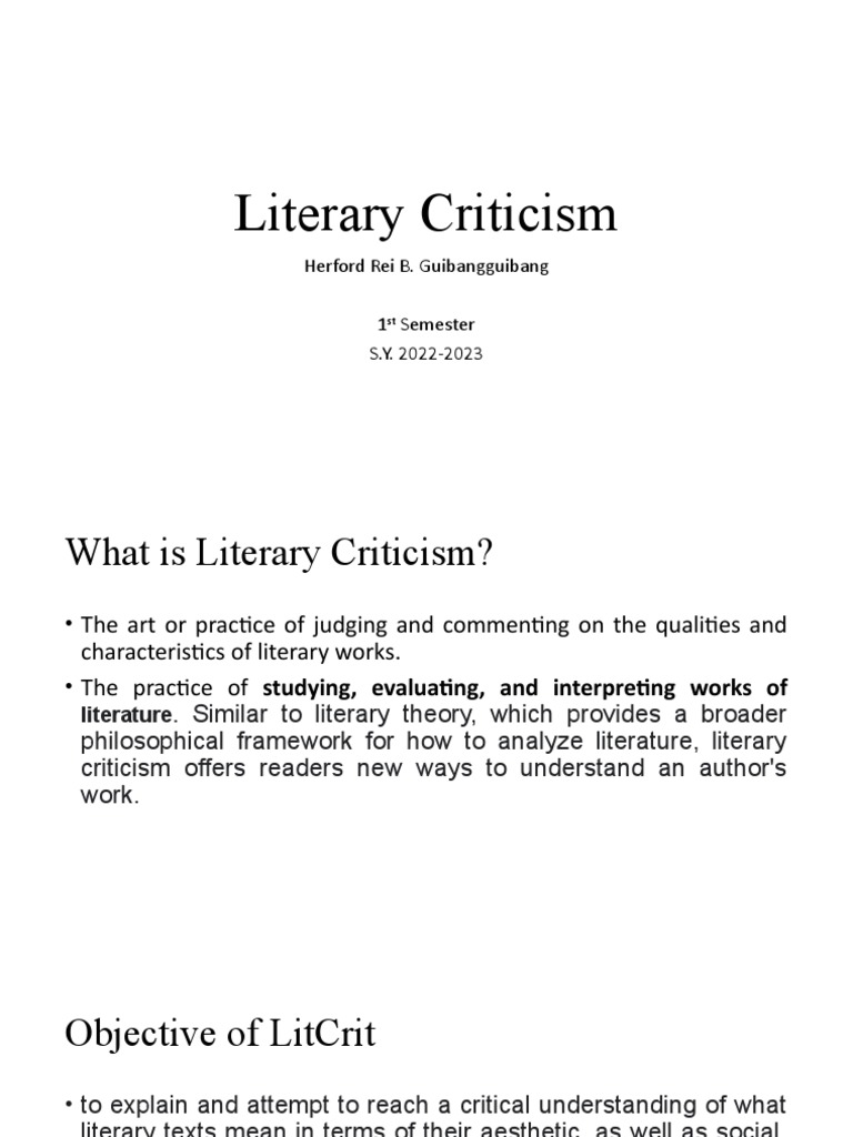 Understanding Literary Criticism | PDF | Literary Criticism ...