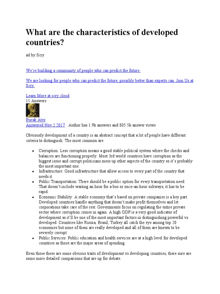 What Are The Characteristics of Developed Countries | Download Free PDF ...