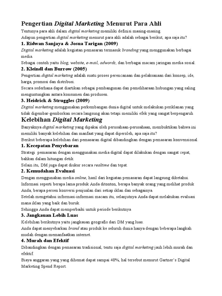 Pengertian Digital Marketing | PDF | Karier & Perkembangan | Bisnis