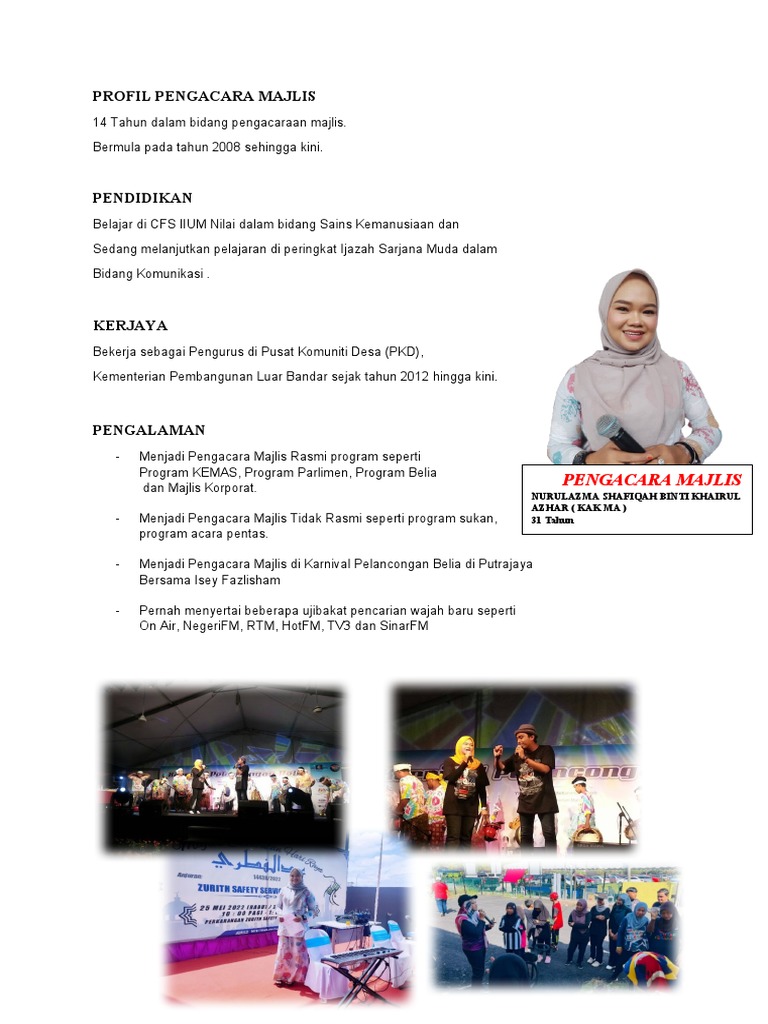 Contoh Profil Pengacara Majlis | PDF | Ilmu Sosial