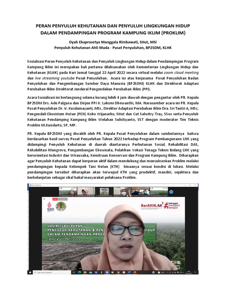 Peran Penyuluh dalam Program Proklim | PDF