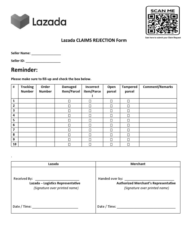 RejectionForm Final Revised March01 | PDF