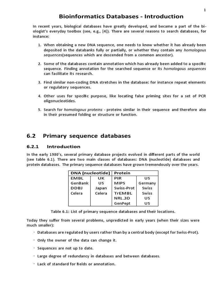 Bioinformatics Databases | Download Free PDF | Biochemistry | Chemistry