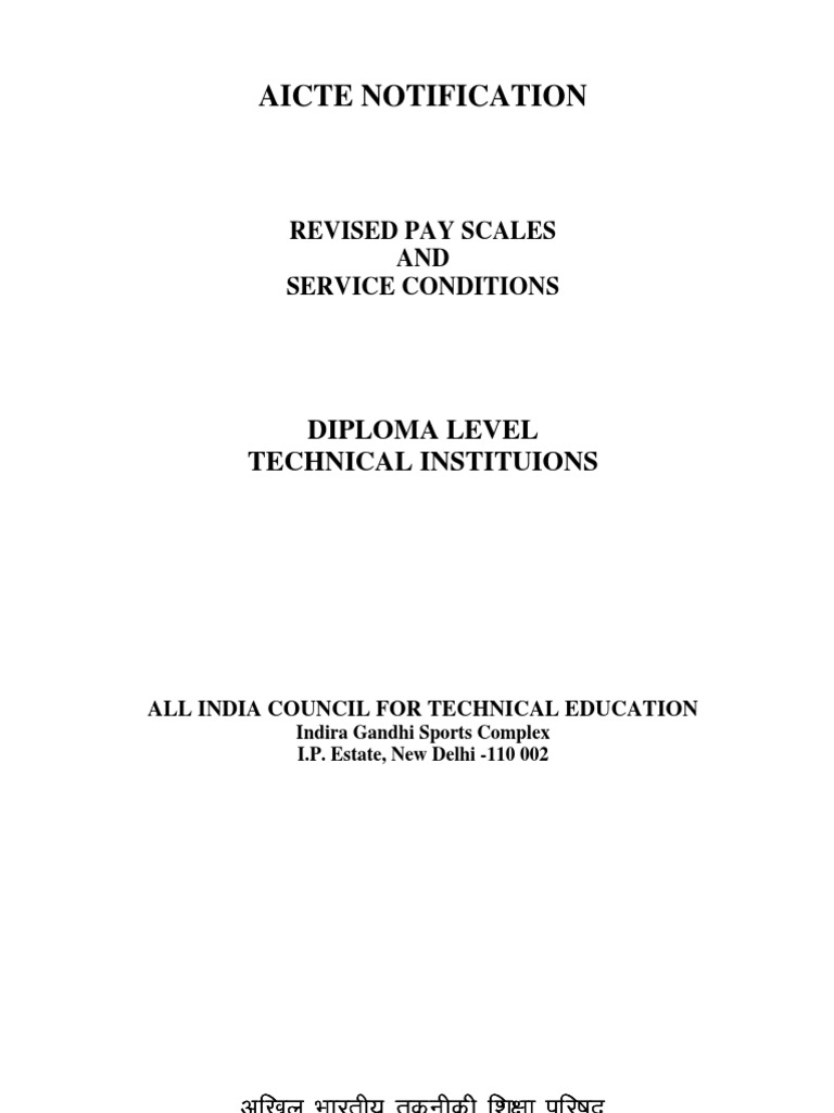 AICTE Revised Pay Scales for Diploma Teachers | PDF