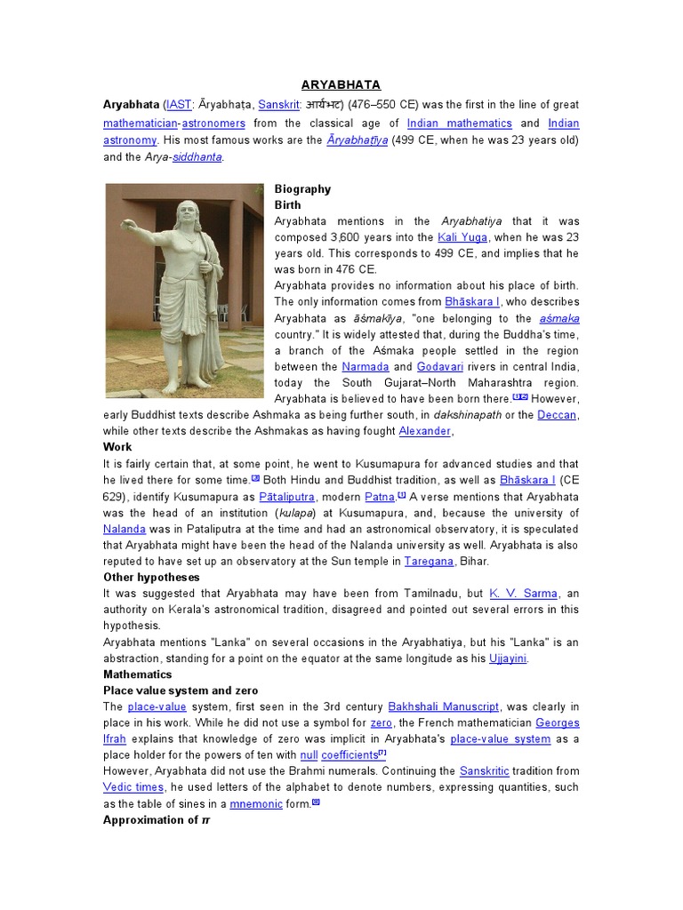 Aryabhata | PDF | Arithmetic | Elementary Mathematics