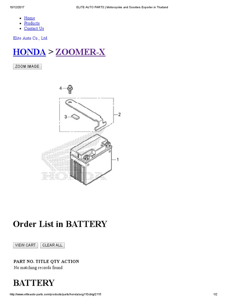 ELITE AUTO PARTS Zoomer Battery | PDF
