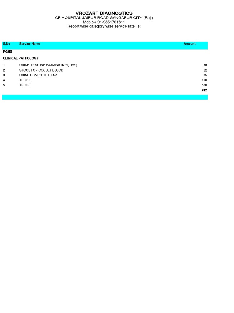 CLINICAL PATHALOGY RGHS | PDF
