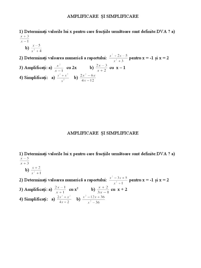 Amplificare Si Simplificare Test | PDF