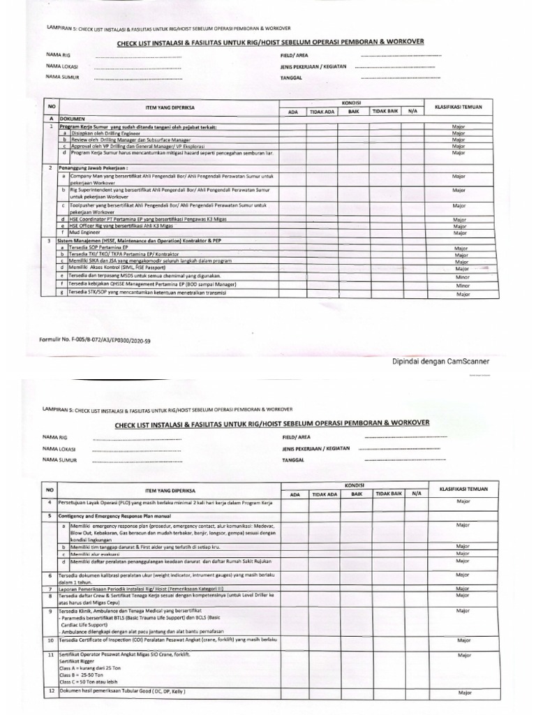 Check List Instalasi Baru | PDF