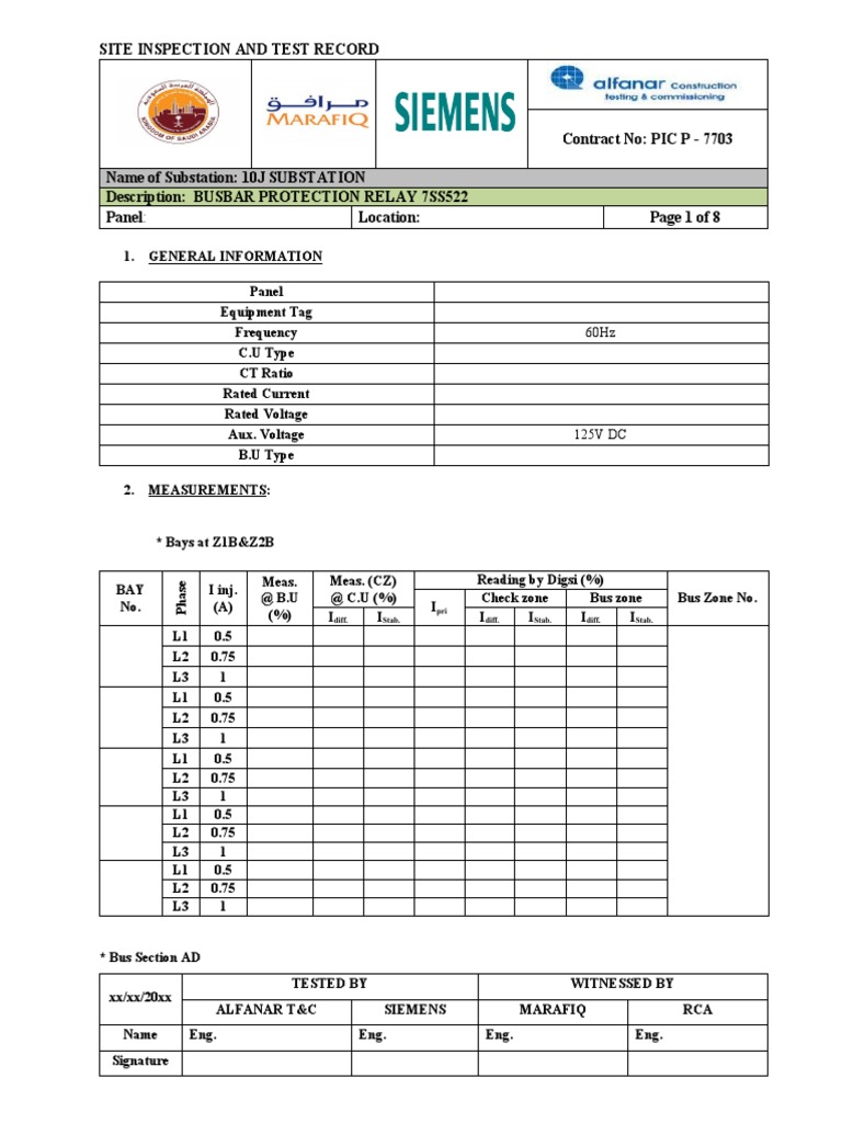 Busbar 7SS522 | PDF | Electrical Substation | Power (Physics)