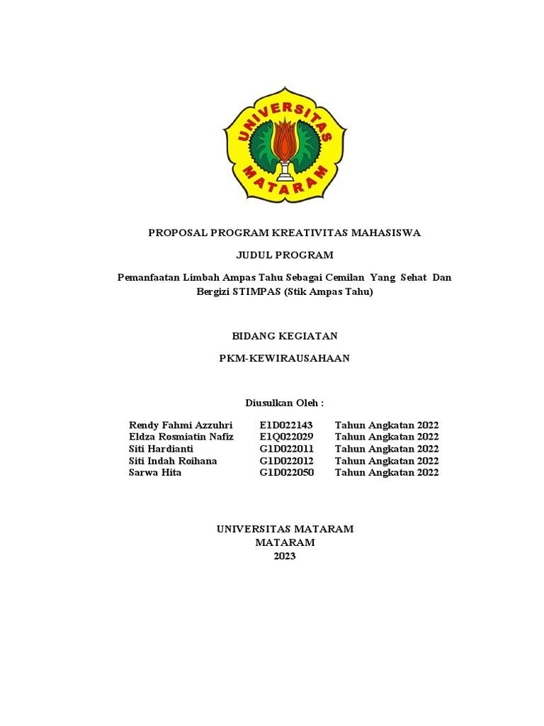Proposal PKM Kewirausahaan Terbaru | PDF
