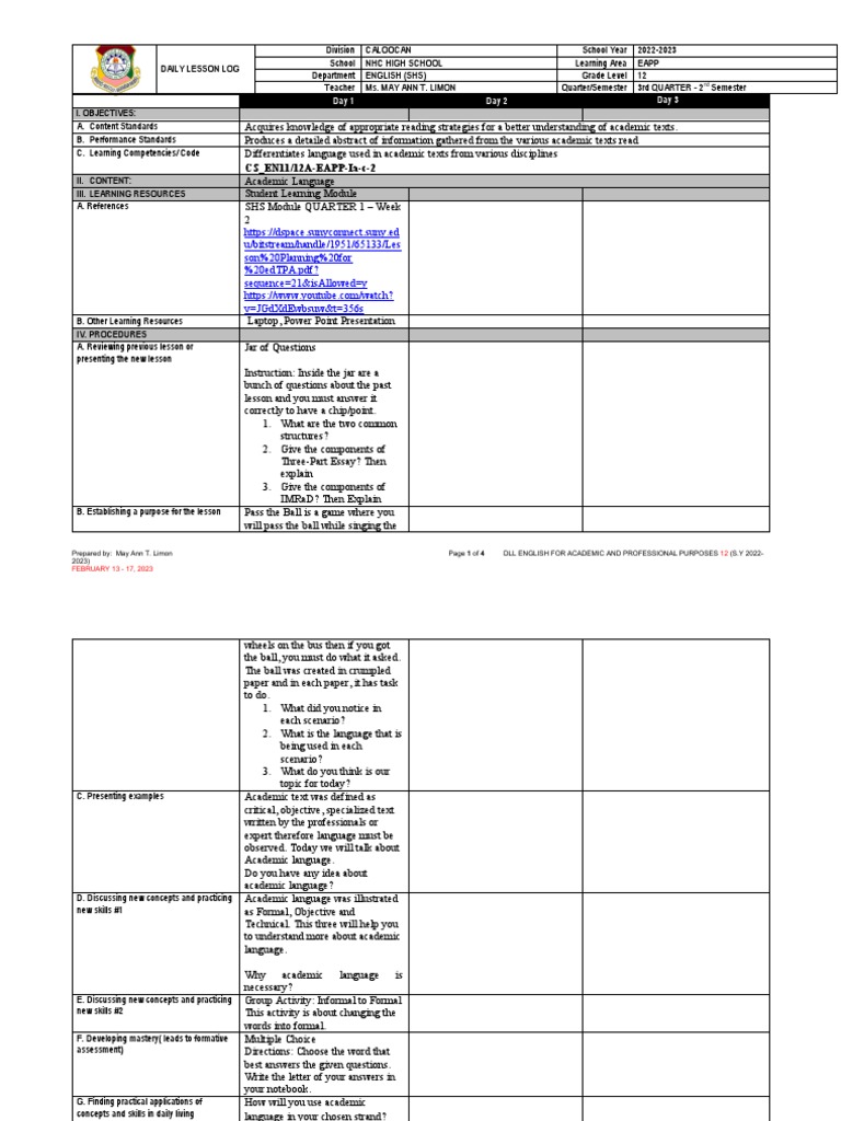 DLP Sample | PDF | Concept | Educational Technology