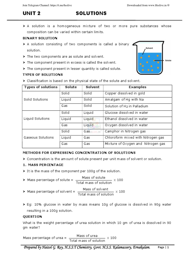 Hsslive Xii Chem 2. Solutions | Download Free PDF | Solubility | Osmosis