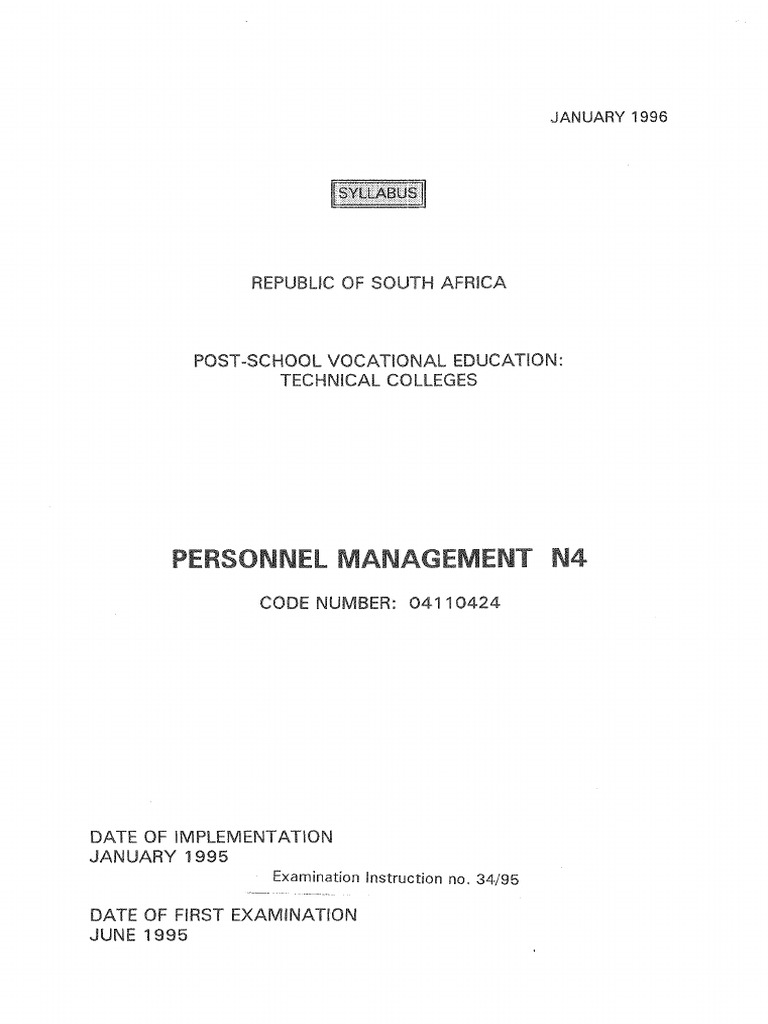 Personnel Management N4 | PDF