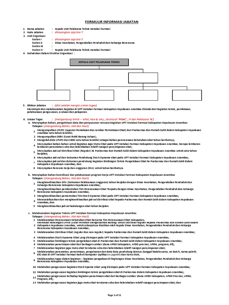 Form Anjab Ka. UPT | PDF