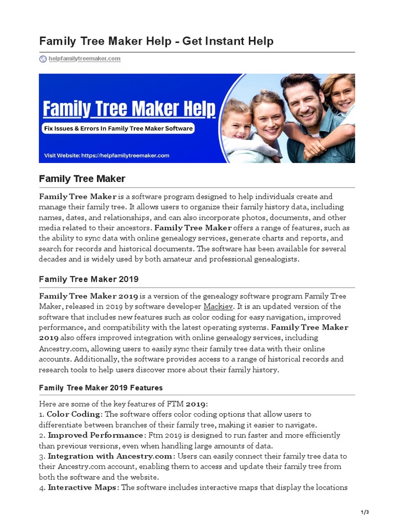 Family Tree Maker Help - Get Instant Help | PDF | Genealogy | Software