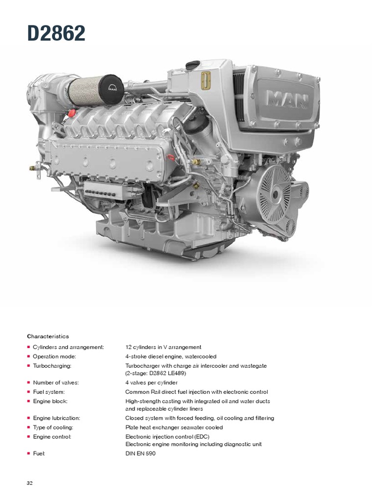 MAN D2862 Marine Engine Specifications | PDF | Engines | Diesel Engine