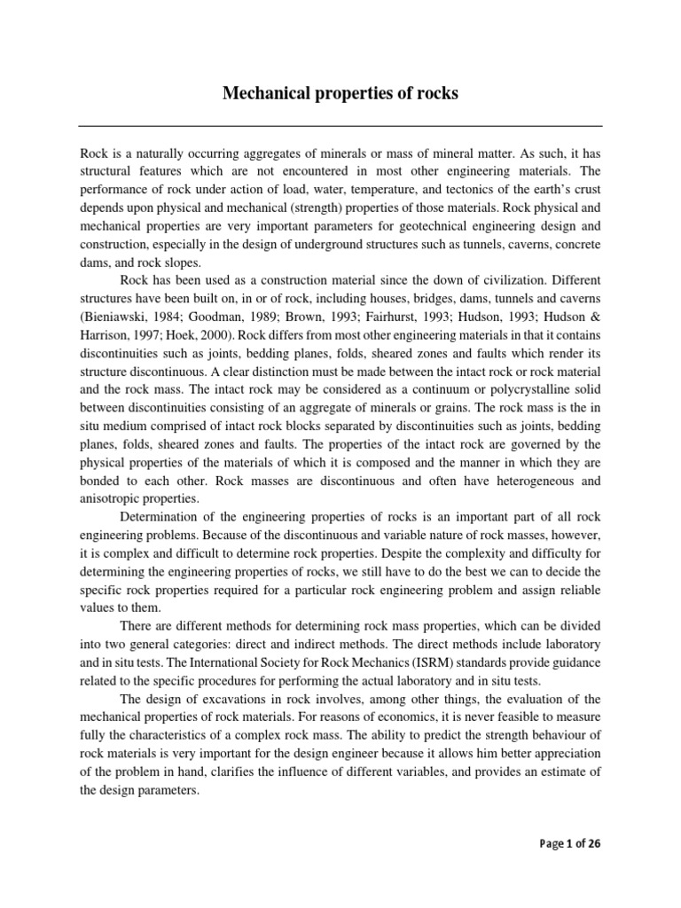 Engineering Properties of Rock 8 | PDF | Strength Of Materials | Stress ...