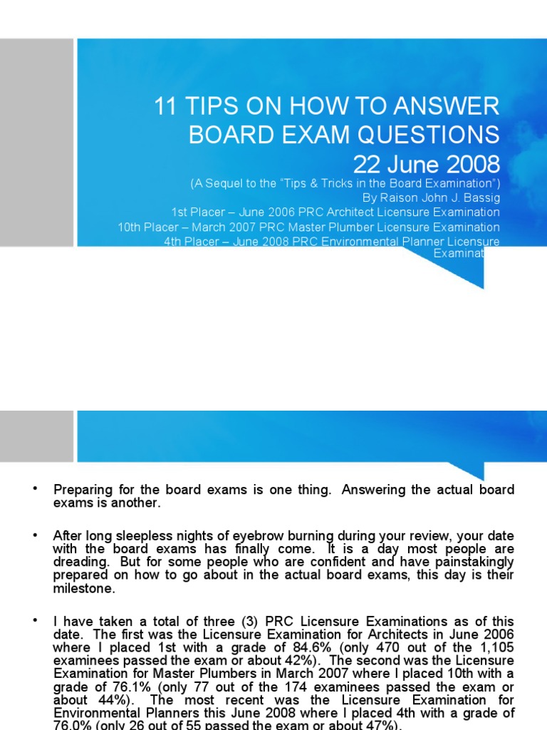 Tips for Answering Board Exam Questions | PDF | Multiple Choice