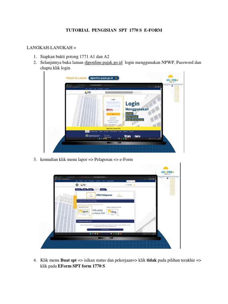 Tutorial Pengisian SPT 1770 S E-Form | PDF