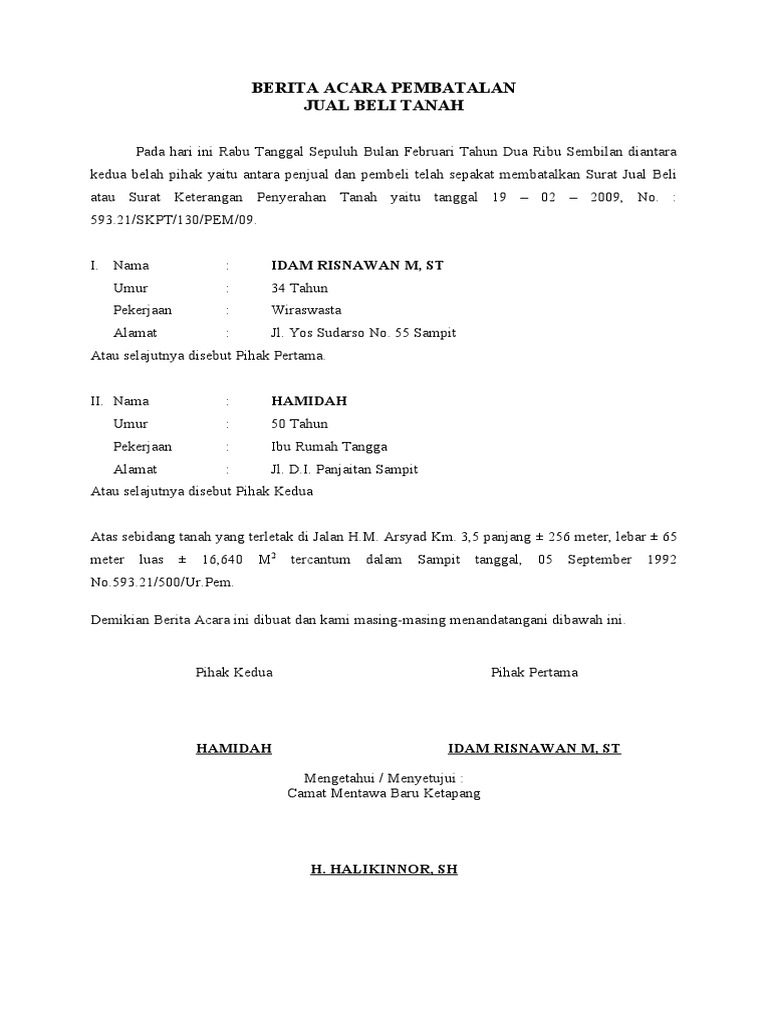 Berita Acara Pembatalan | PDF