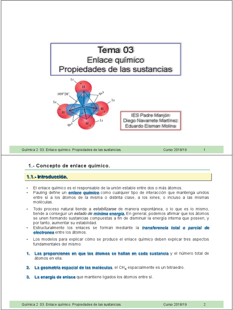 UD8.6. Diapos + Ejercicios | PDF | Enlace químico | Enlace covalente