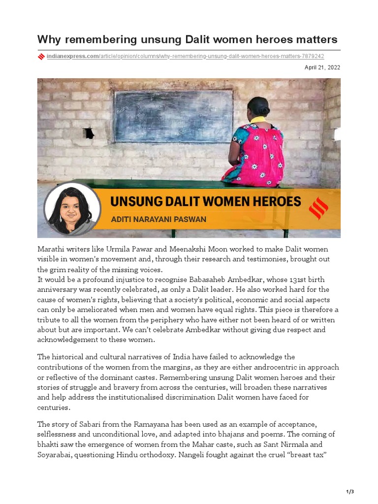 Why Remembering Unsung Dalit Women Heroes Matters | PDF | Dalit