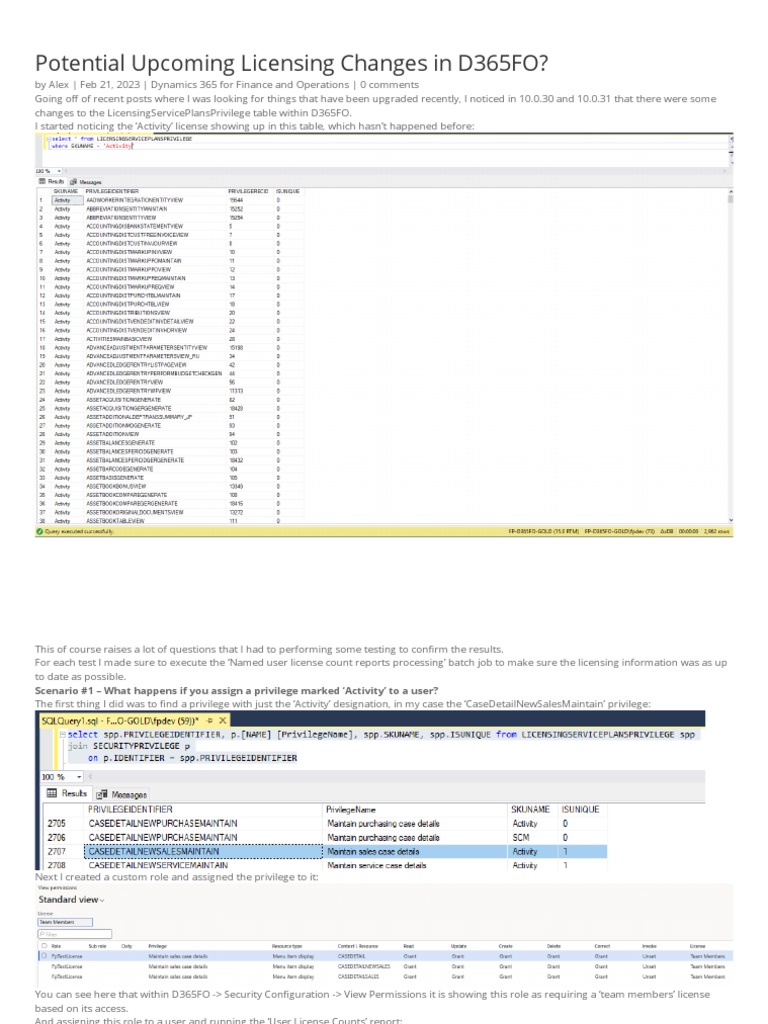 Potential Upcoming Licensing Changes in D365FO | PDF | Method (Computer Programming) | Parameter ...