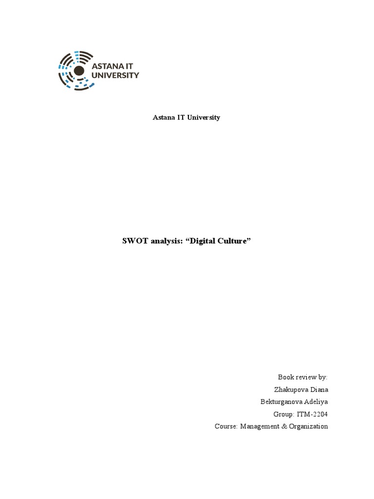 SWOT Analysis On Digital Culture | PDF