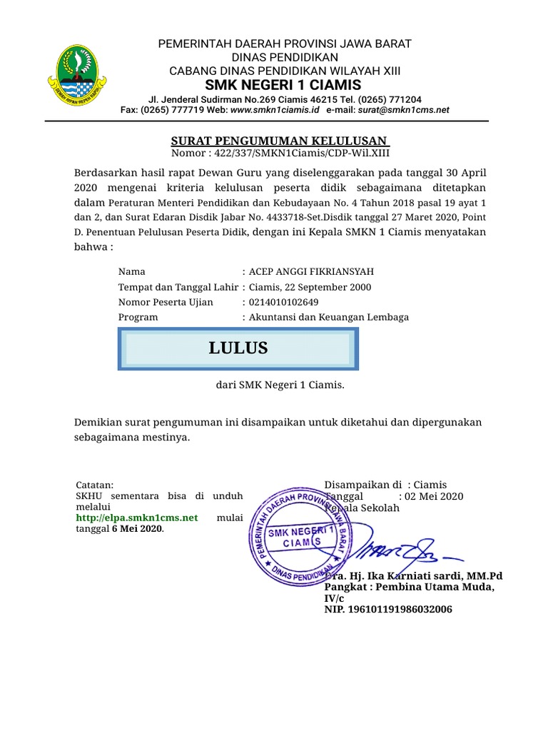 Cetak Surat Keterangan Tanda Lulus | PDF