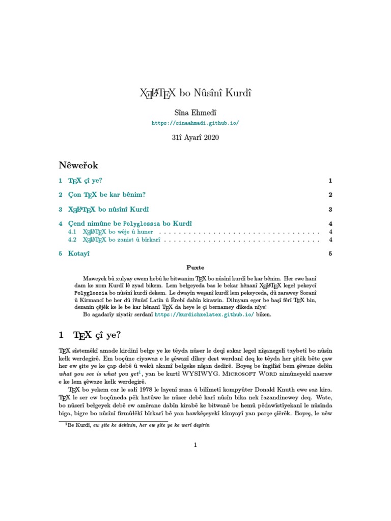 Kurdish XeLaTeX Sorani Latin | PDF