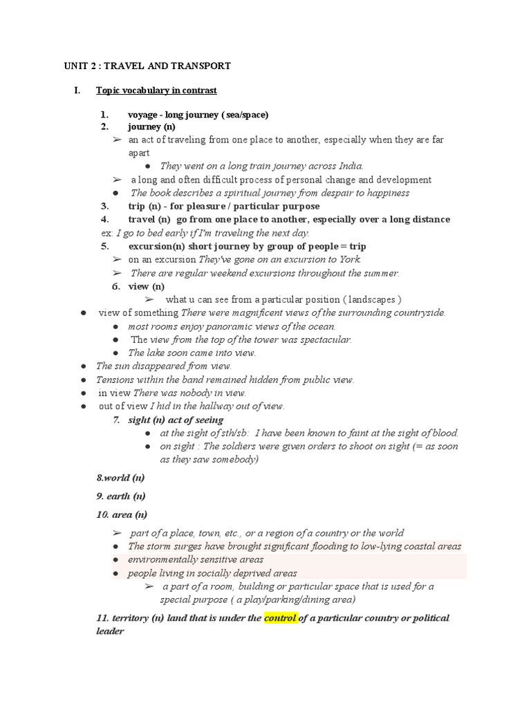 Unit 2 - Travel and Transport | PDF