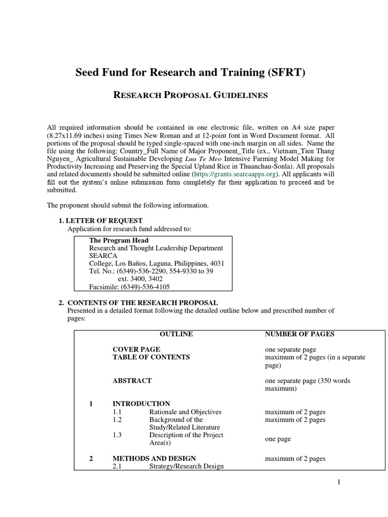 SFRT Research Proposal Guidelines 2022 | PDF | Methodology | Sampling ...