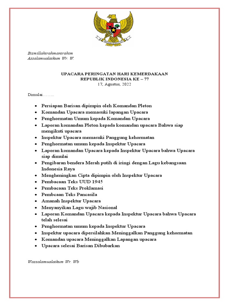 Contoh Teks MC Upacara 17 Agustus, Proklamasi, Dan Undang Undang Dasar ...