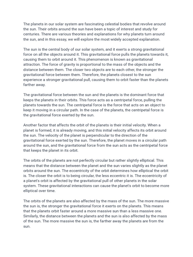 The Orbits of The Planets in Our Solar System | PDF | Orbit | Planets