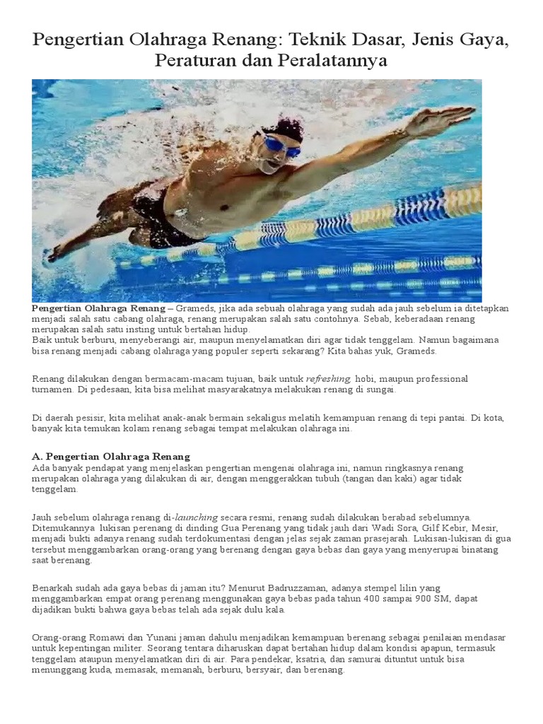 Pengertian Olahraga Renang | PDF